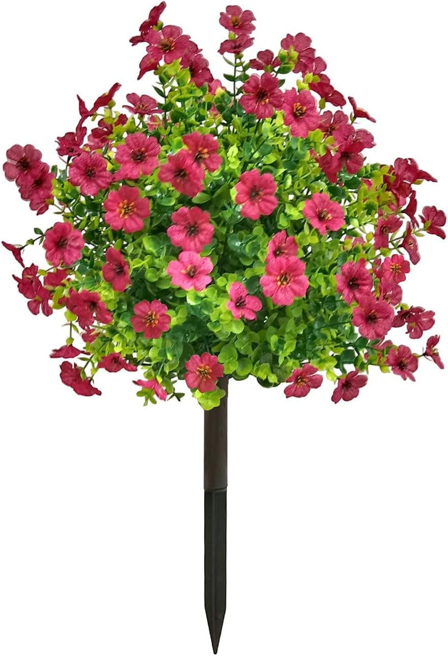 Artificial Boxwood Topiary Ball Trees with Red Flowers for Outdoor with ...
