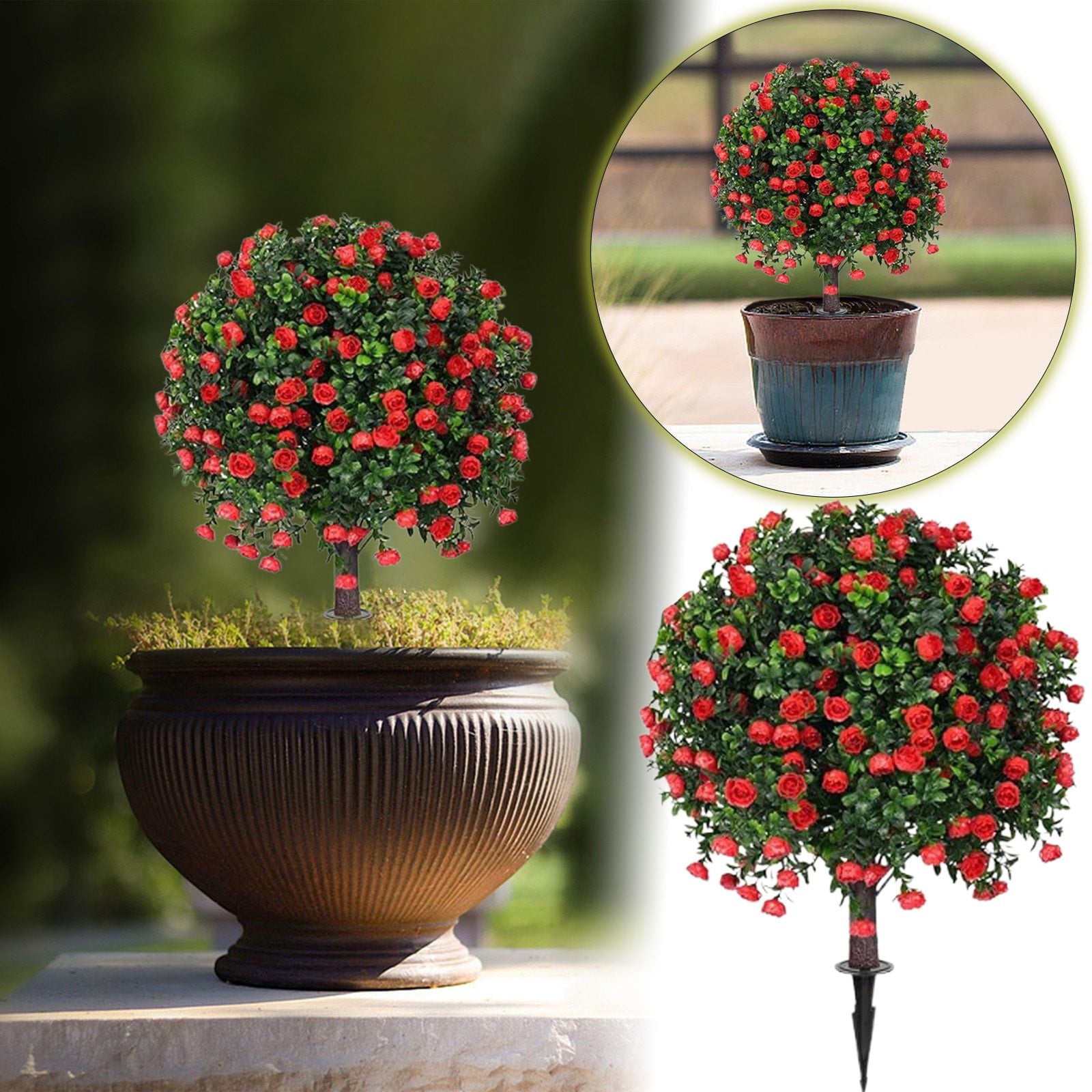Artificial Boxwood Topiary Ball Trees for Outdoor with Ground Spike 27 ...