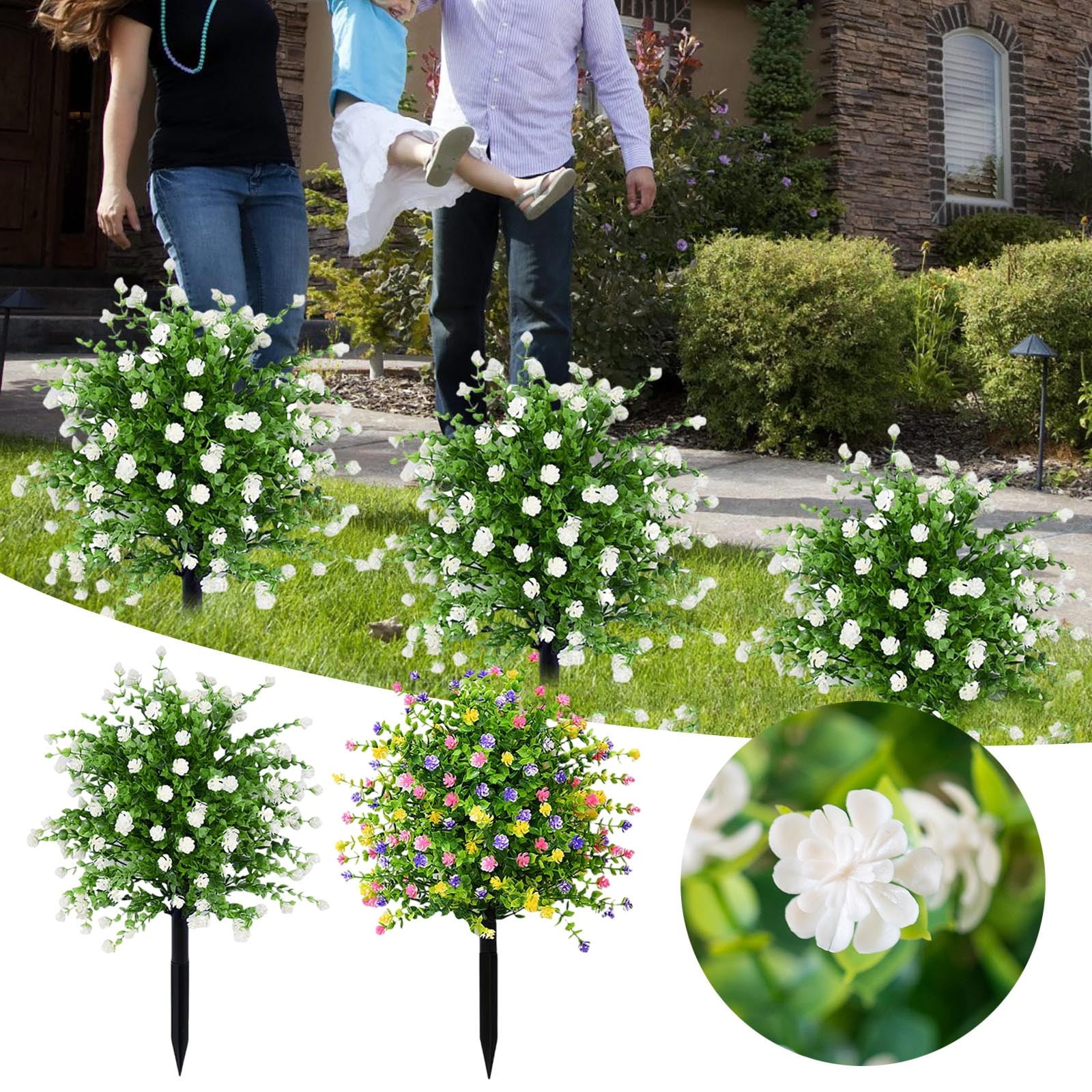 Artificial Boxwood Topiary Balls Trees with Flowers for Outdoor with ...