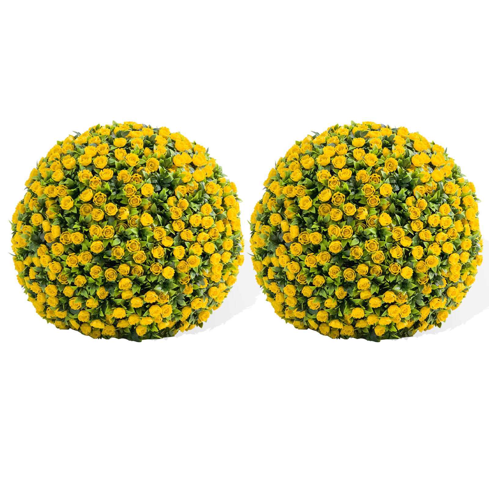 Artificial Boxwood Topiary Balls with Pink Roses, PE Faux Greenery ...