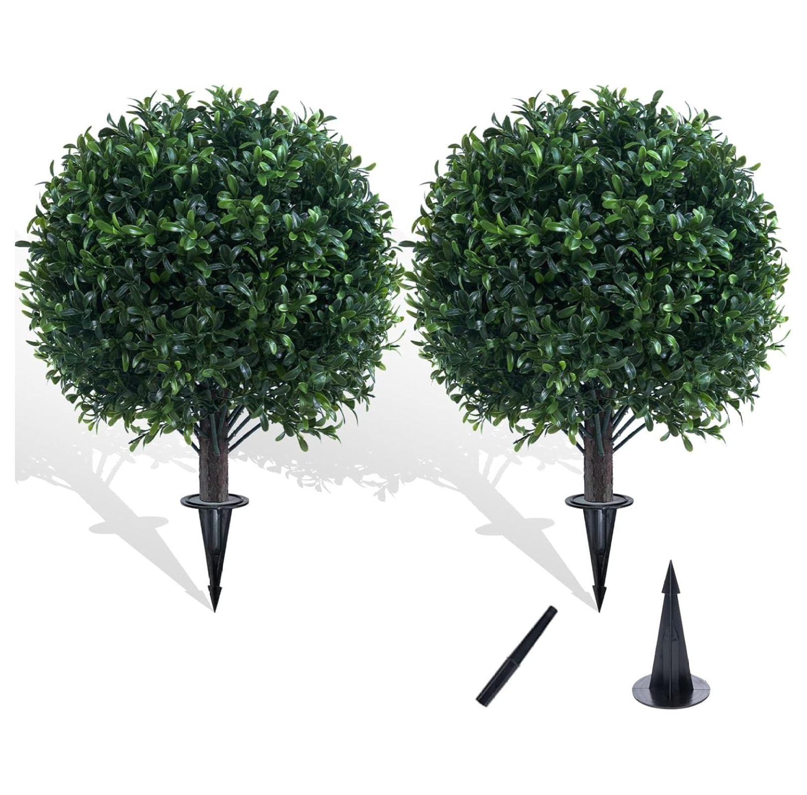 Artificial Boxwood Topiary Bush for Outdoor with Spike，22" UV Resistant ...