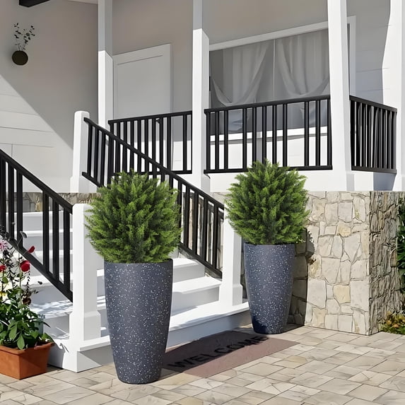 Artificial Boxwood Topiary Tree 24 Inch with Ground Spike,Set of 1 Faux ...