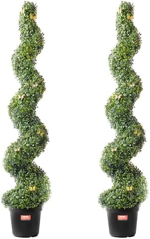 Artificial Boxwood Topiary Tree, 60 inch Tall (2 Pieces), Spiral Faux ...