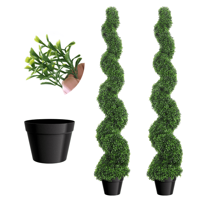 Artificial Boxwood Topiary Tree, UV Resistant, Dense Leaves, 59 inch ...