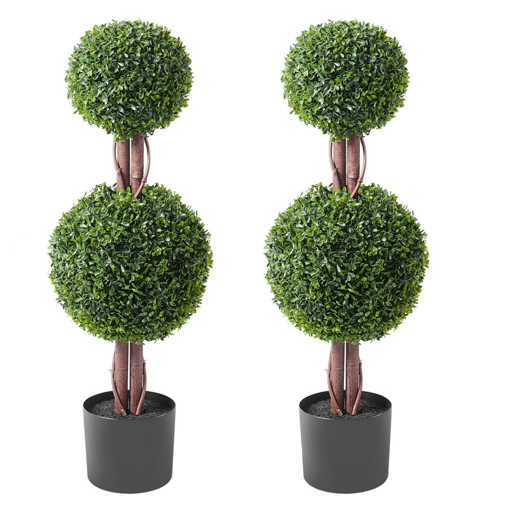 Artificial Boxwood Topiary Trees (2 Pack) - 3ft UV Protected Faux ...