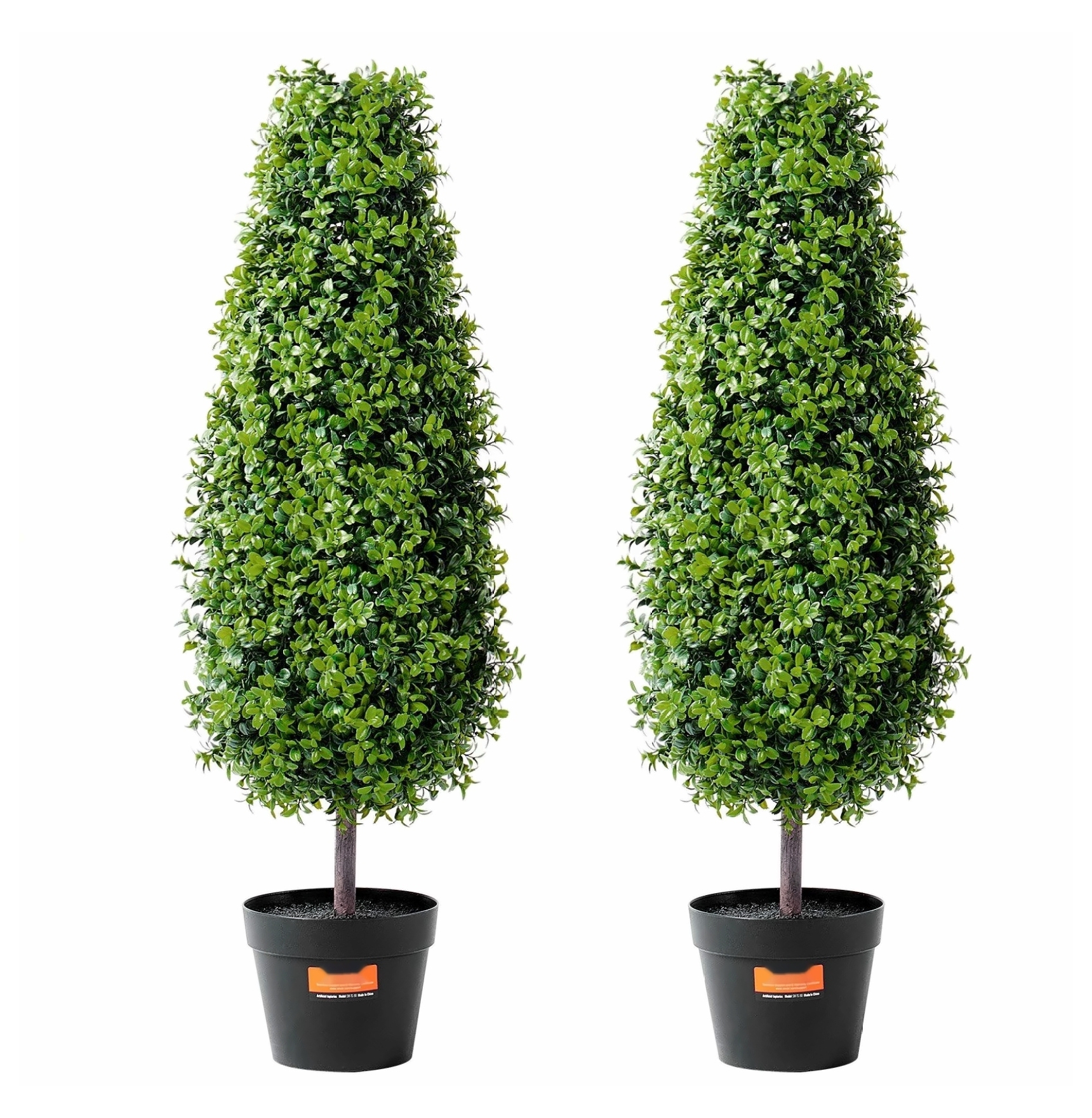 Artificial Boxwood Topiary Trees (2 Pack), 3ft UV Protected Faux Plants ...