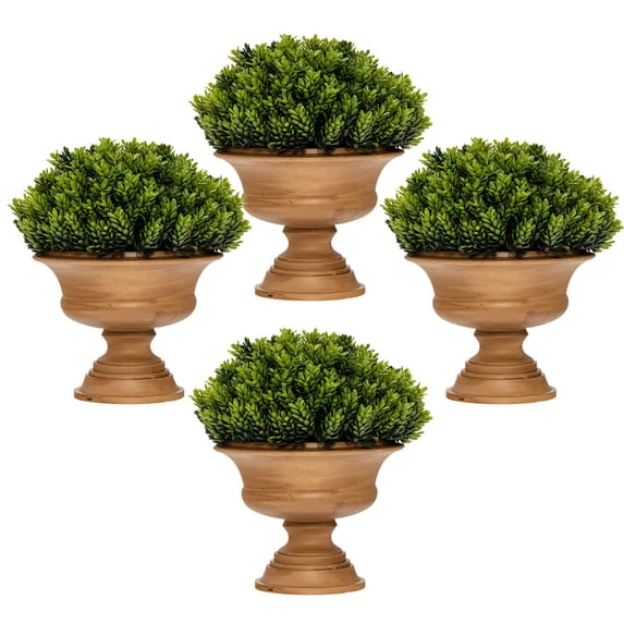 Artificial Boxwood Topiary Trees,4Pack Mini Fake Greenery Plants for ...