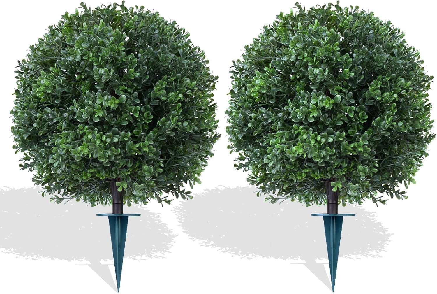Artificial Boxwood Topiary Trees with Ground Spike,2 Pieces Fake Pine ...