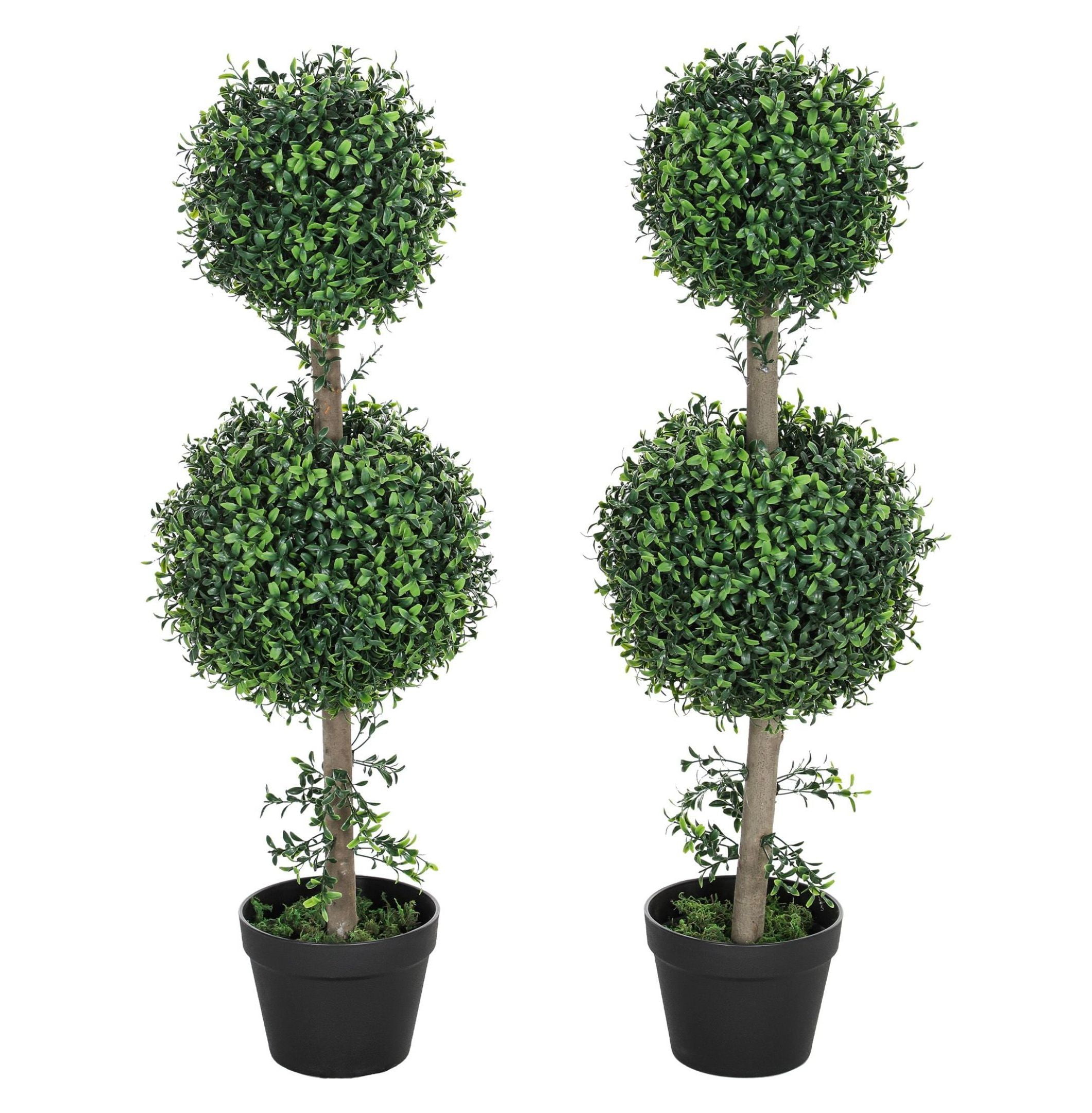 Artificial Boxwood Topiary Trees Set of 2, 36'' UV Protected Faux ...