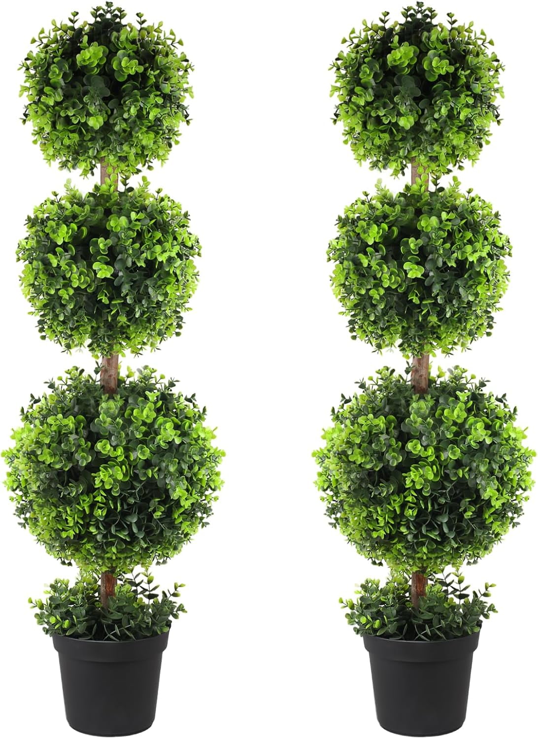 Artificial Boxwood Topiary Trees, Set of 2, 4FT/46 inches, UV Resistant ...