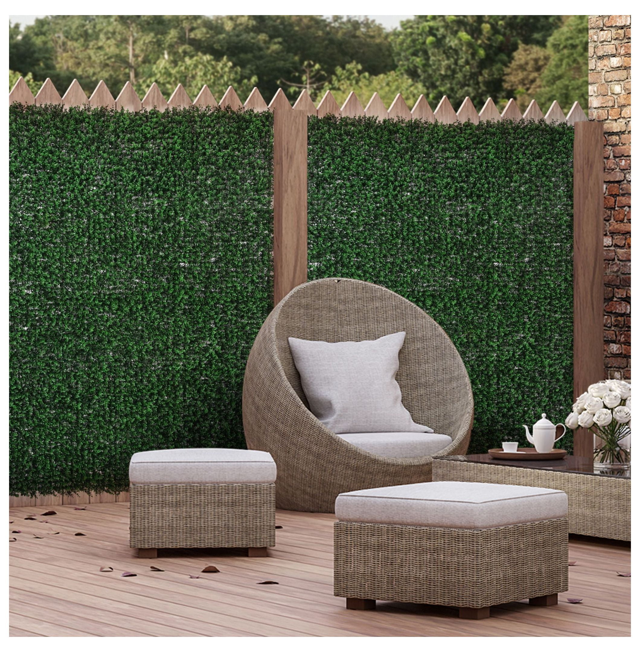 Artificial Boxwood Wall Panels 12-Pack, 20x20" Privacy Fence Screen ...