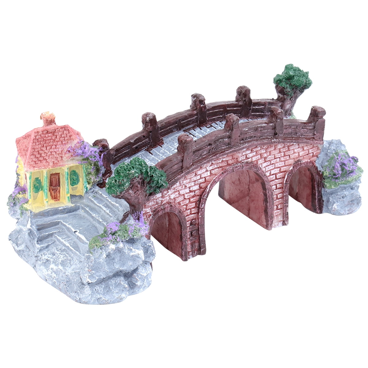 HOOWIFFY Artificial Aquarium Decorations Bridge Pavilion Resin Multi ...