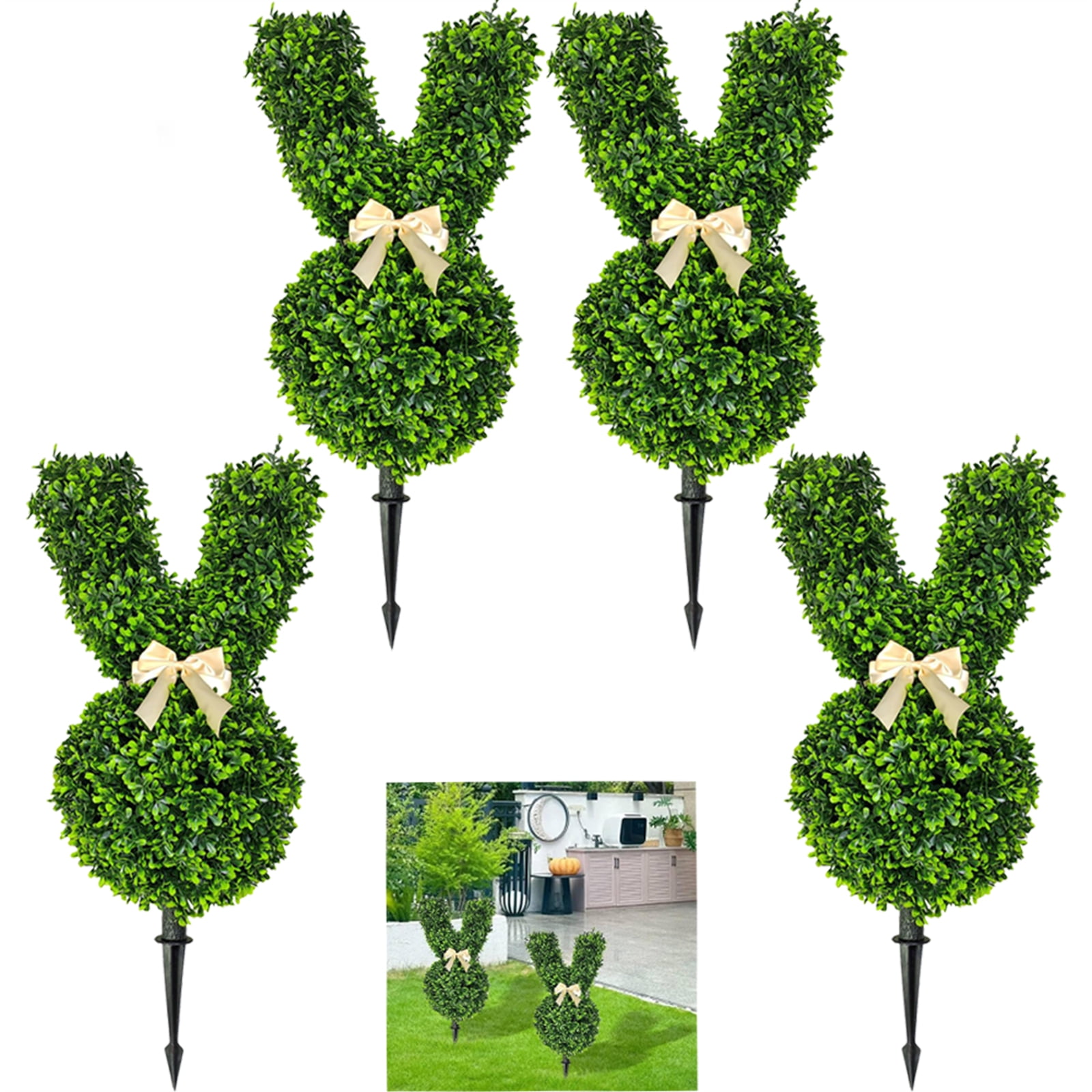 Rabbits Shaped Topiary Trees, 28.7" Artificial Rabbit-Shaped Topiary ...