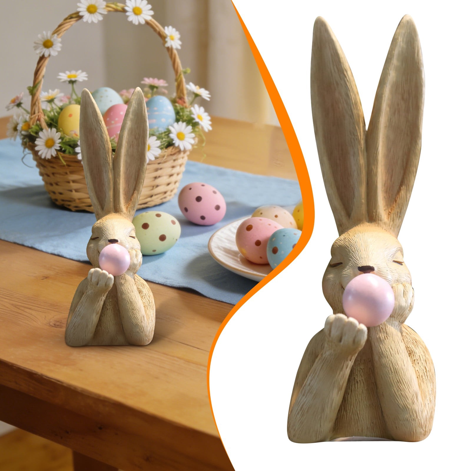 Artificial Bunny Desktop Figurine, Resin Easter Bunney Ornament, Bubble ...