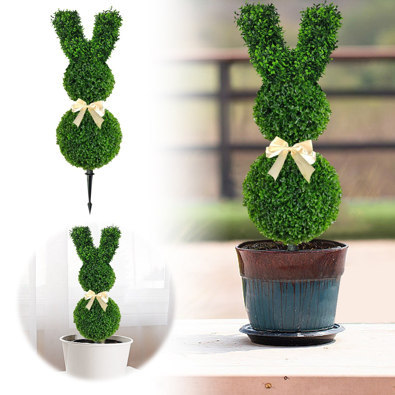 Artificial Bunny Topiary Outdoor - Rabbit Shaped Topiary Trees, Easter ...