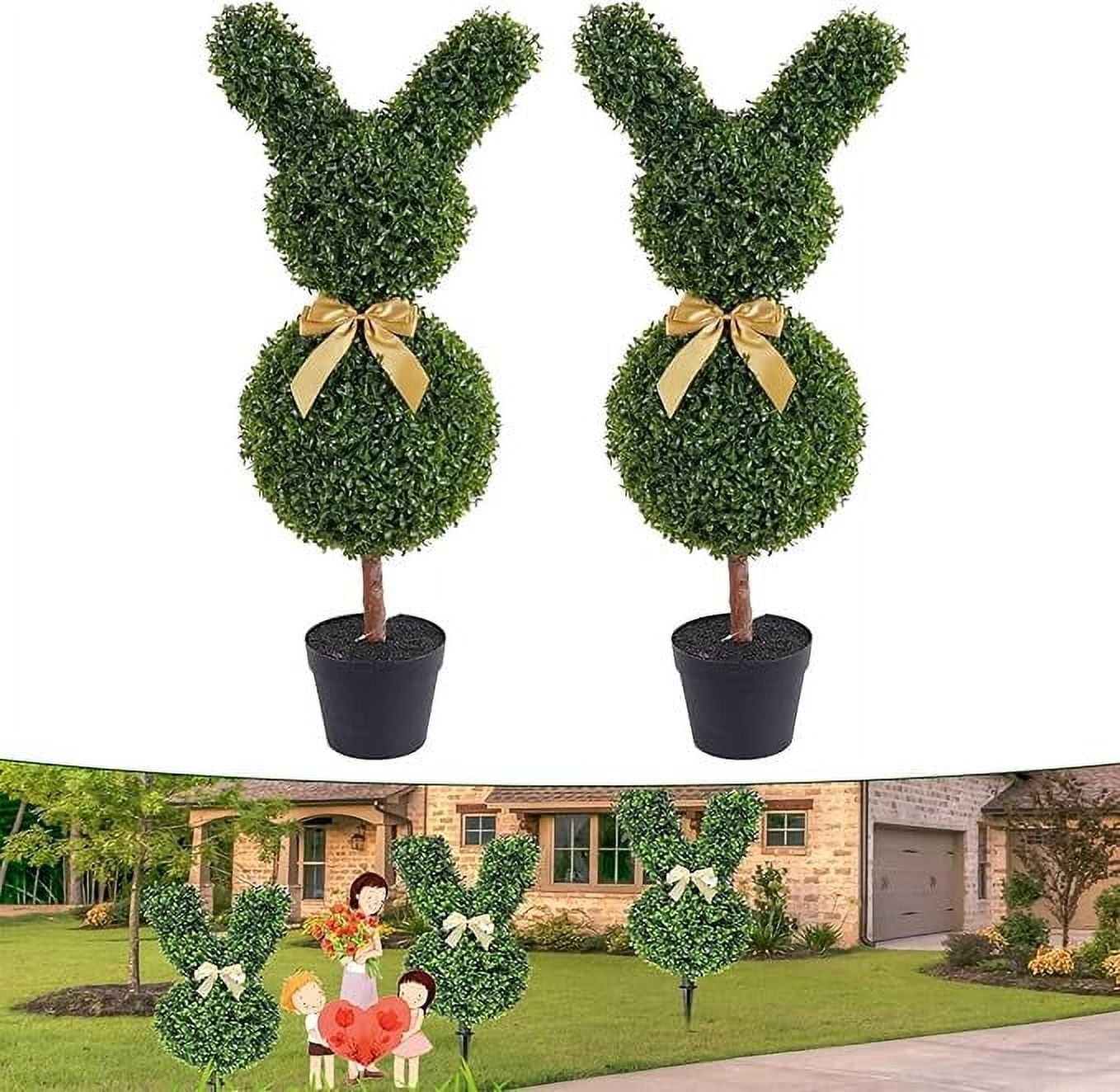 Artificial Bunny Topiary Tree, Green Easter Yard Decorations Bunny ...