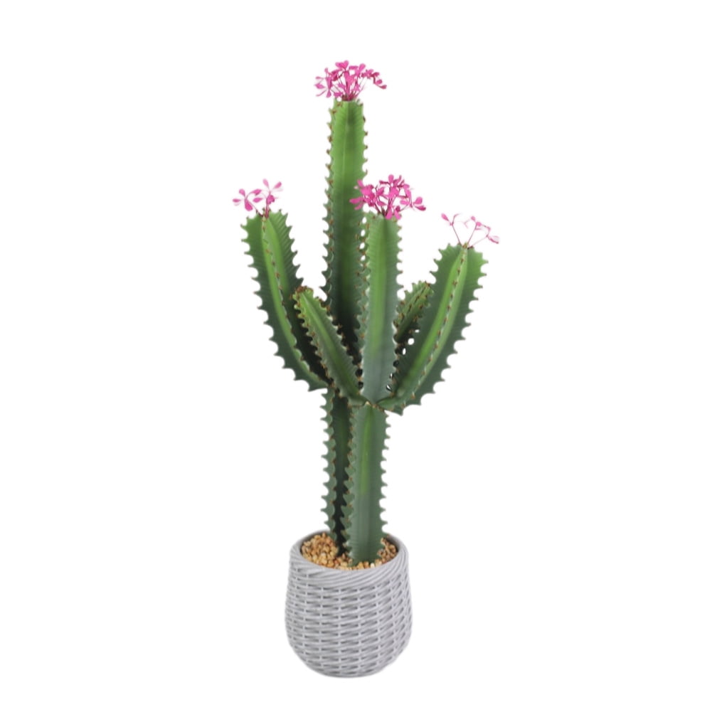 Artificial Cactus, 36" Faux Flowering Cacti Realistic Lifelike Fake ...