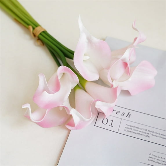Artificial Calla Lily Flowers in Vase Pink for Home Table Centerpiece ...