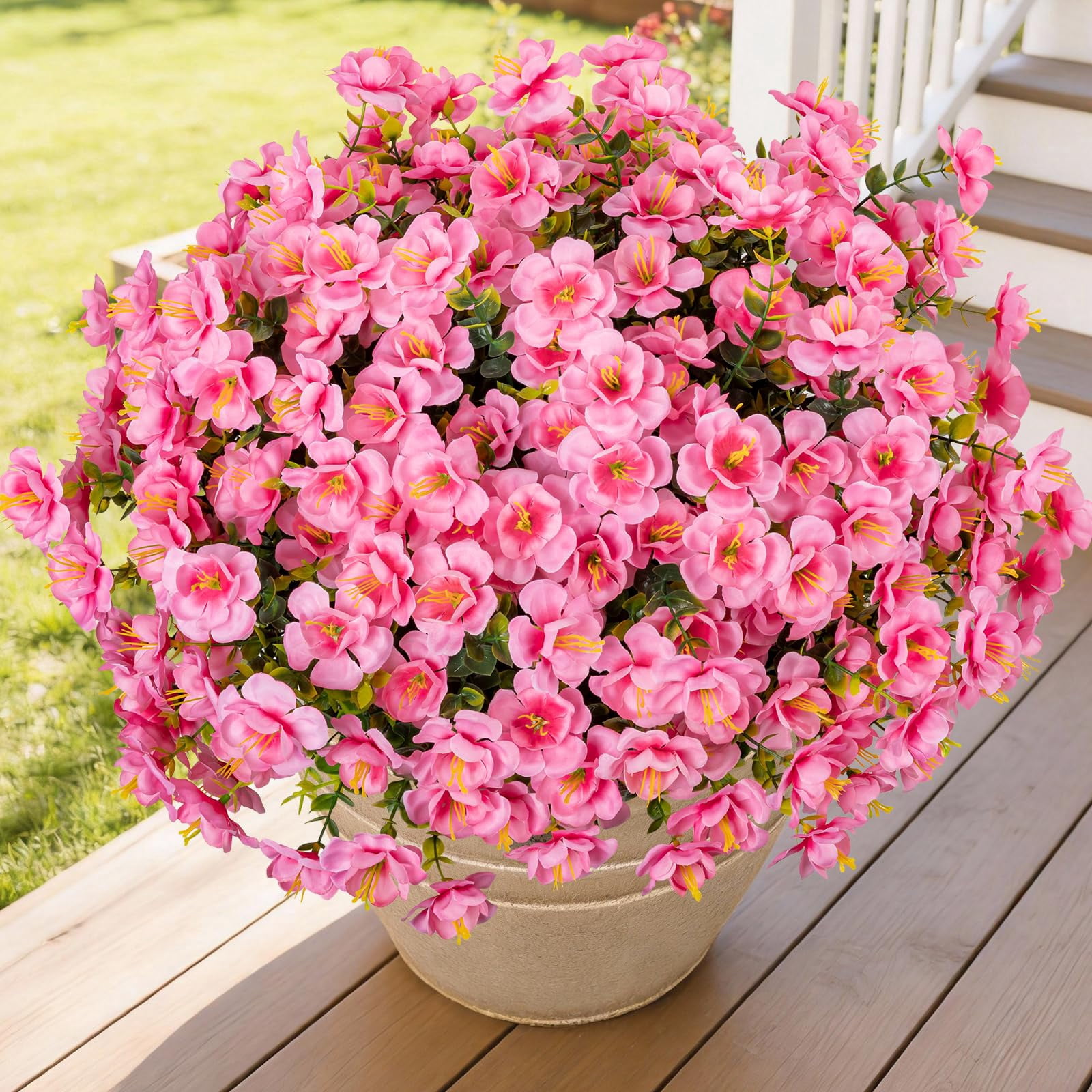 Artificial Camellia Flowers Pink 16 Count Outdoor UV Resistant Home ...
