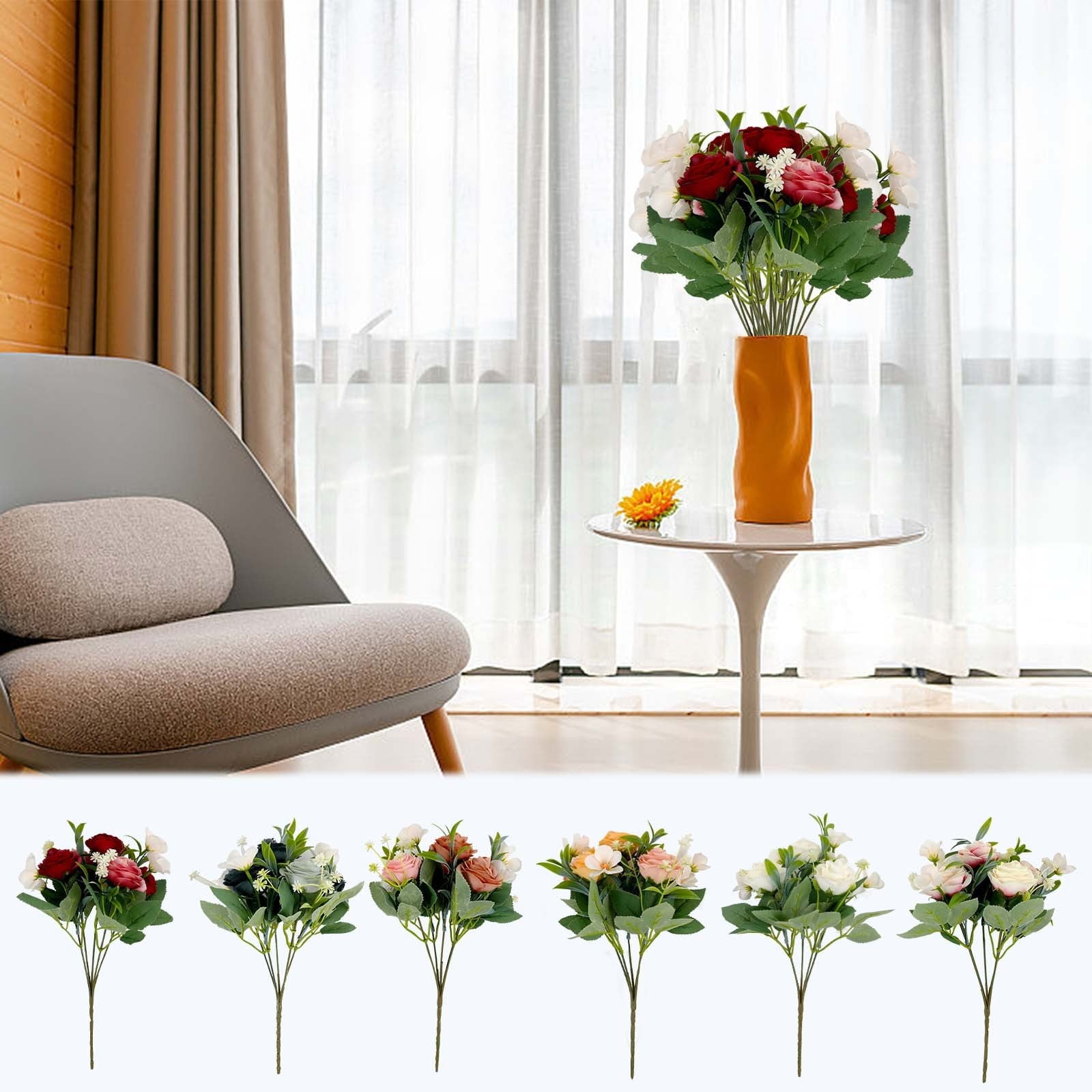 Artificial Camellia Rose, Fake Flower Arrangement for Home Decor ...