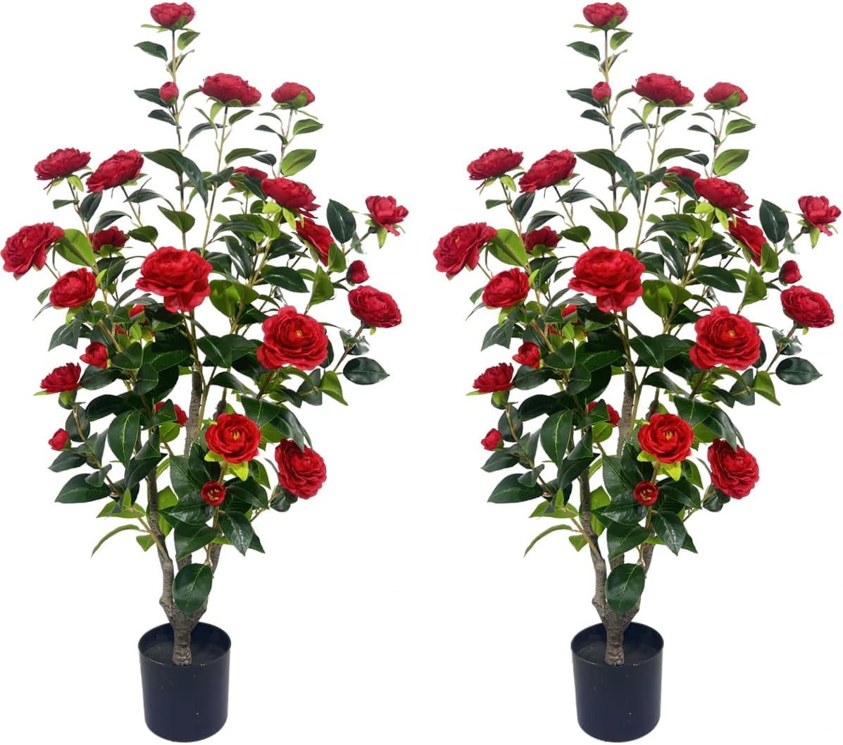 Artificial Camellia Tree 3.4ft red Flower and Green Leaf False Tree ...