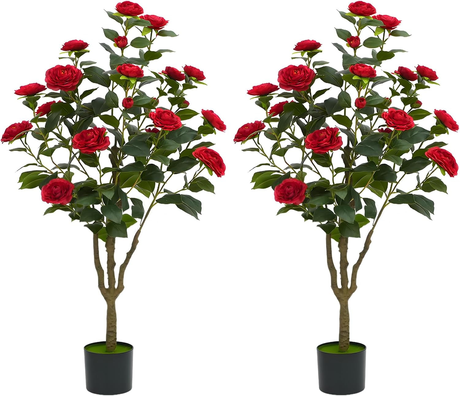Artificial Camellia Tree 3.93ft red Flower and Green Leaf False Tree ...