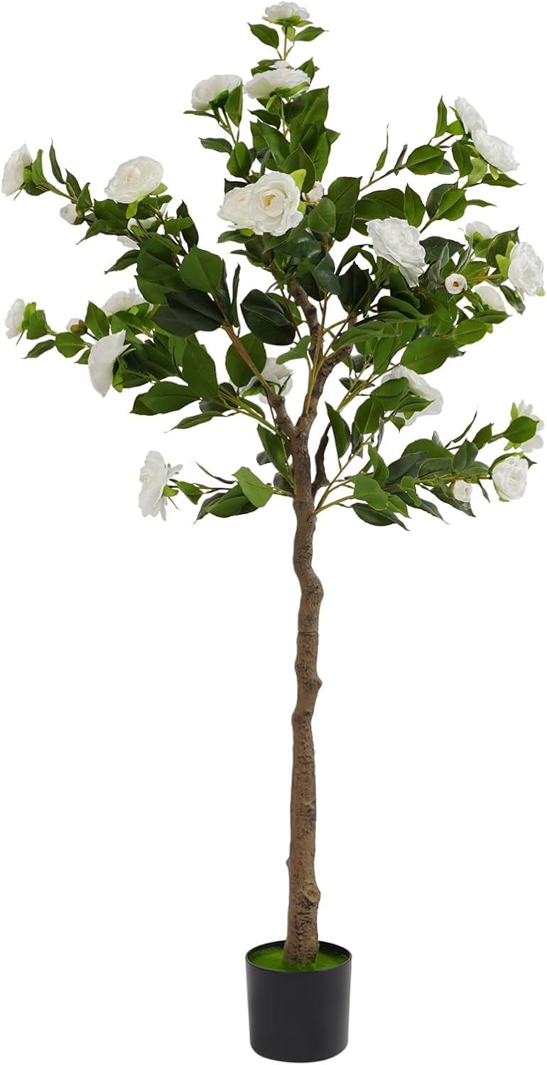 Artificial Camellia Tree, 59Inch Artificial Outdoor Trees No ...