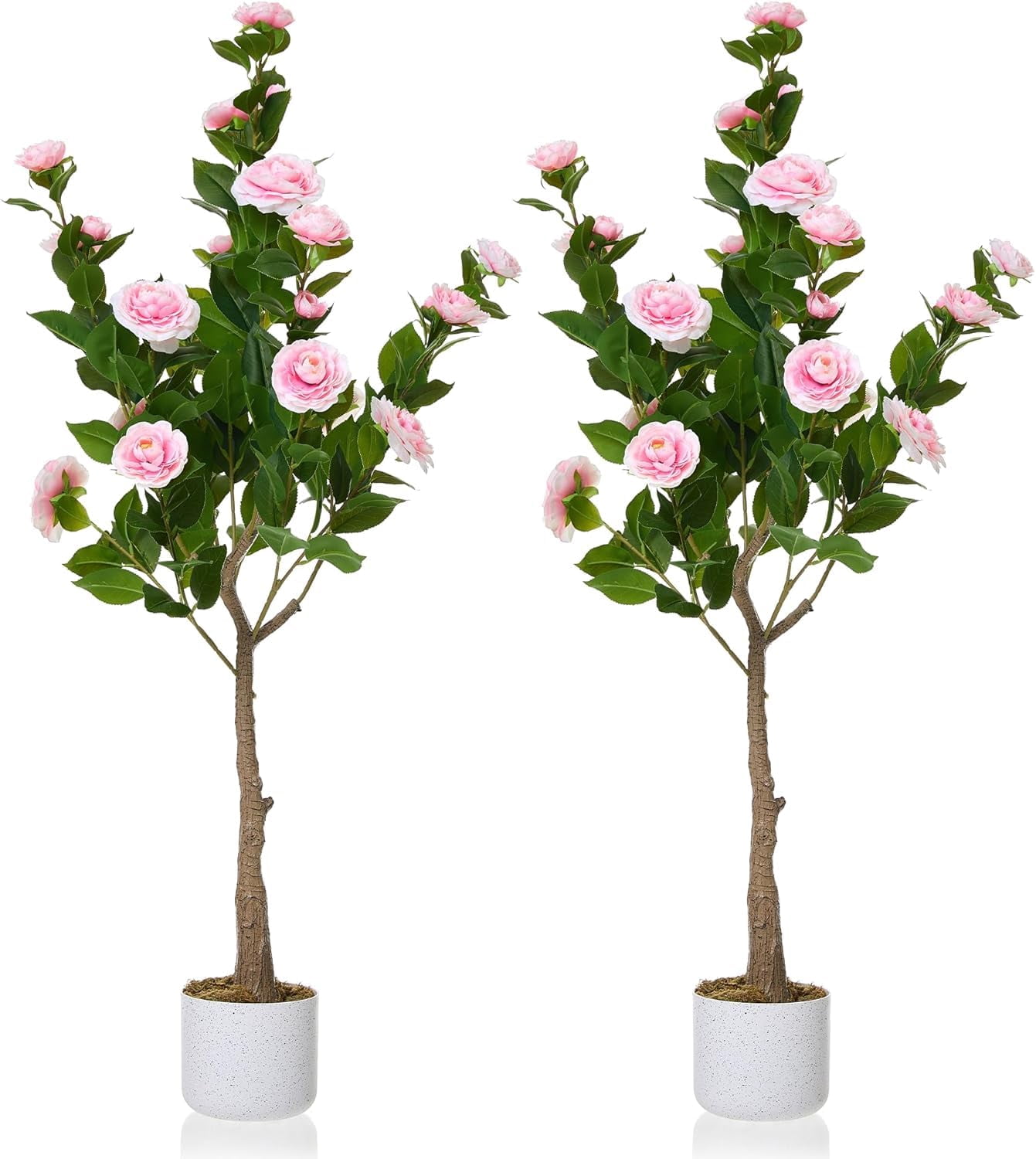 Artificial Camellia Tree, Ultra-Realistic Faux Camellia Plant with Lush ...
