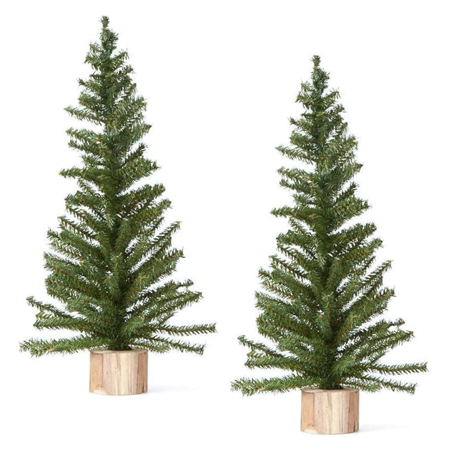 Artificial Canadian Pine Christmas Trees (2 Pack) - 24 Inch Mini Pine ...