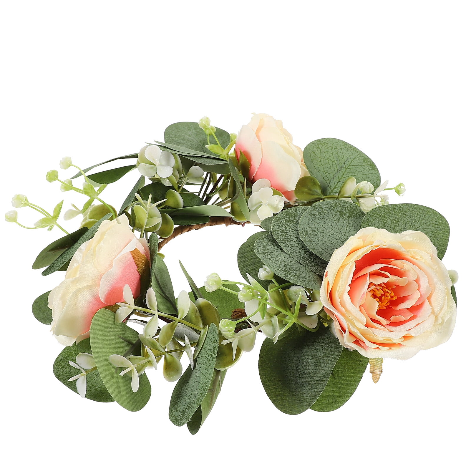 Artificial Candle Flower Ring Decor European Style Party Table Wreath ...
