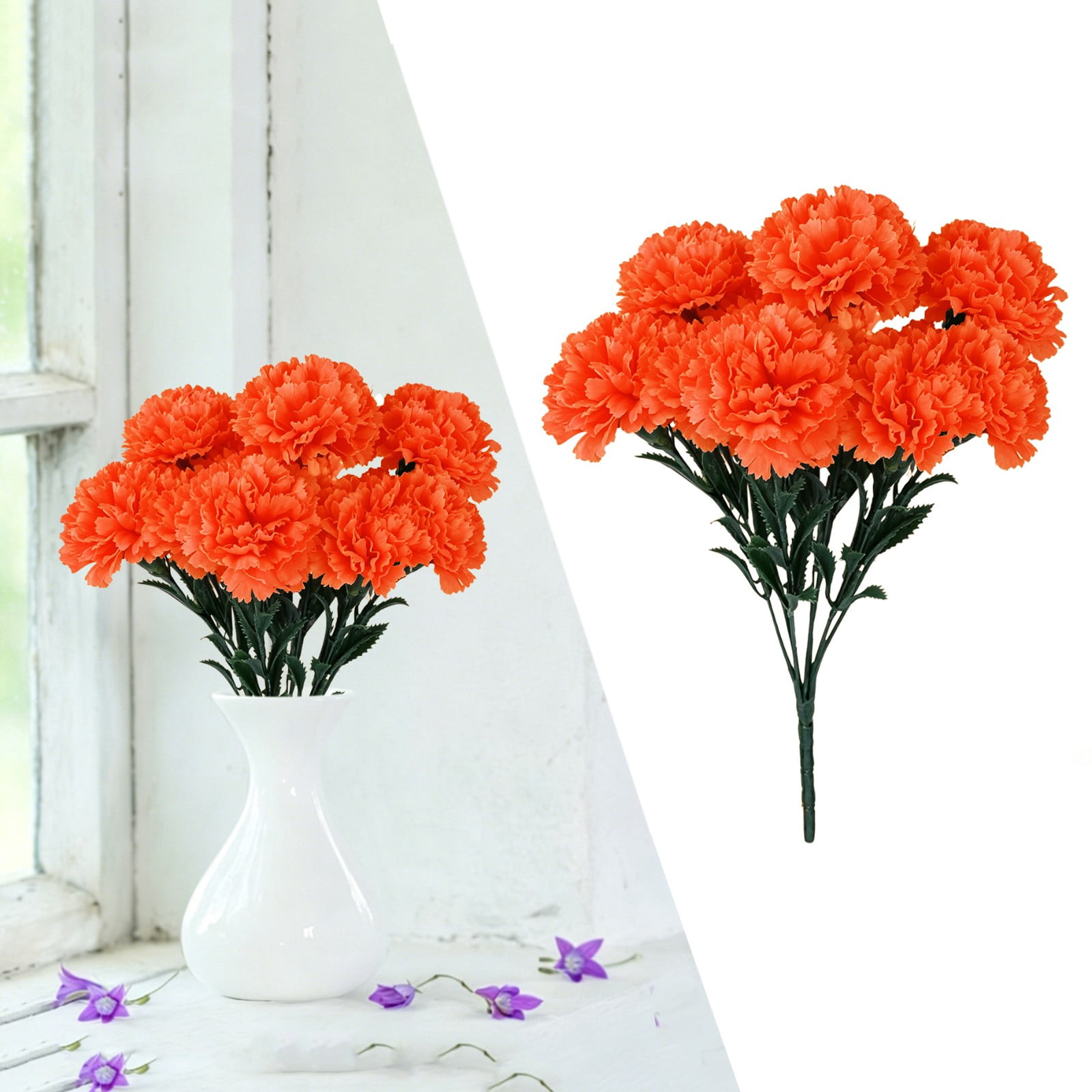 Artificial Carnation Flower 7 Heads 1 Stem Lavender for Mother's Day ...