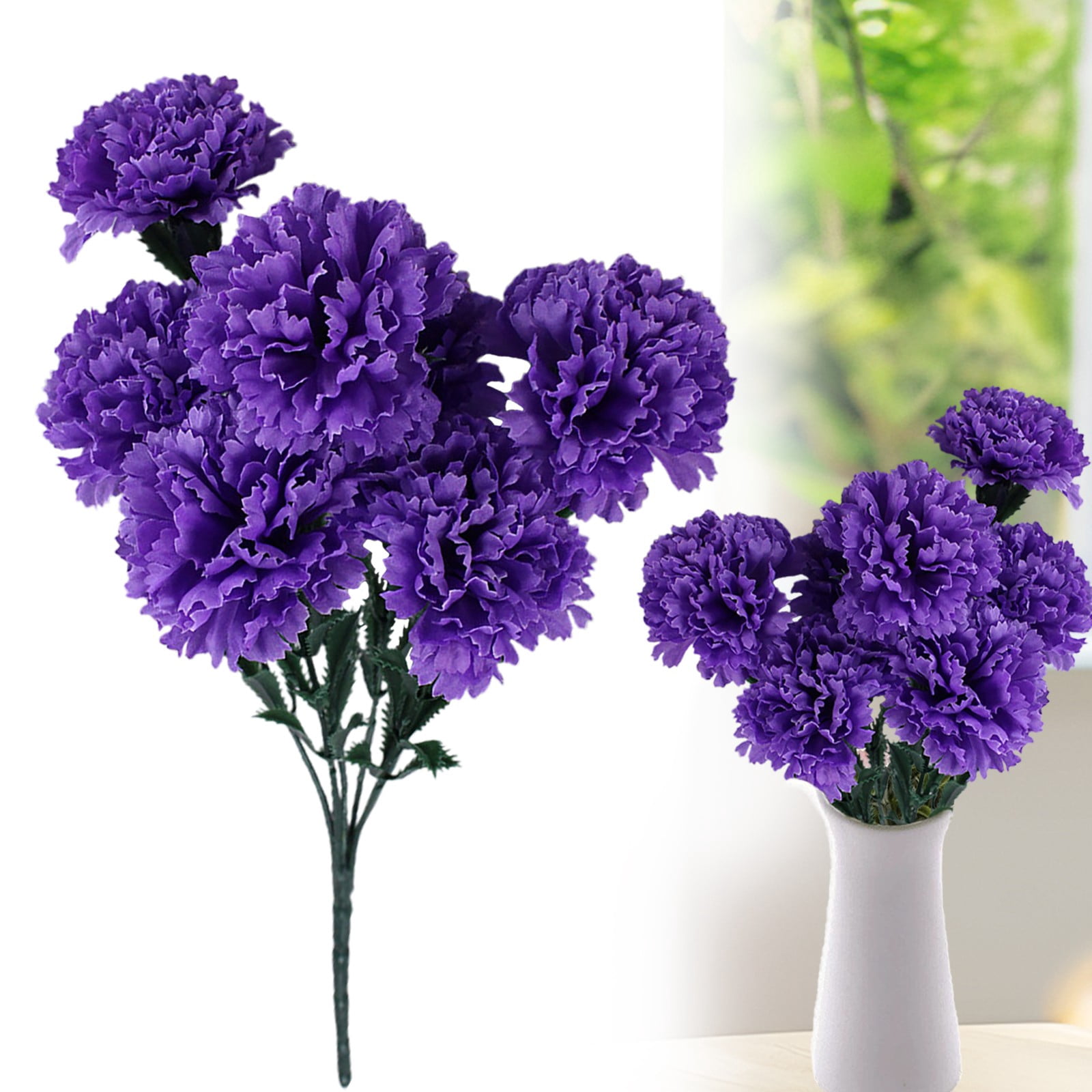 Artificial Carnation Flower Bouquet 7 Heads Pink Plastic Carnation with ...