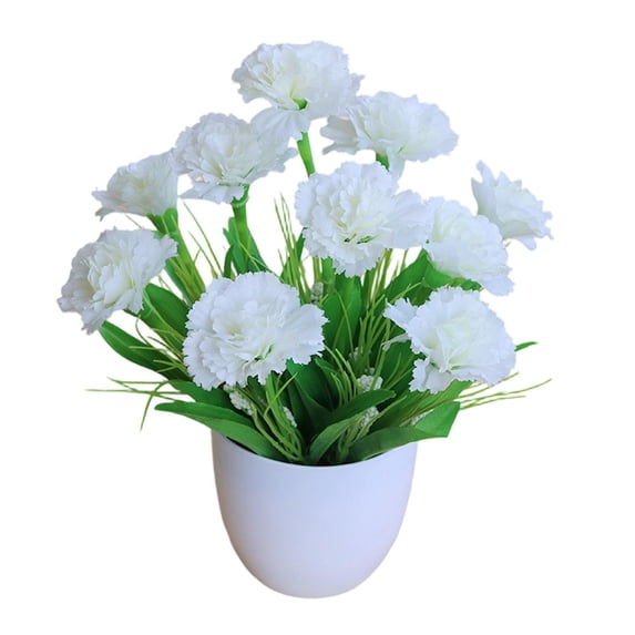 Artificial Carnations Bouquet in Pot, Lifelike Faux Spring Flowers for ...