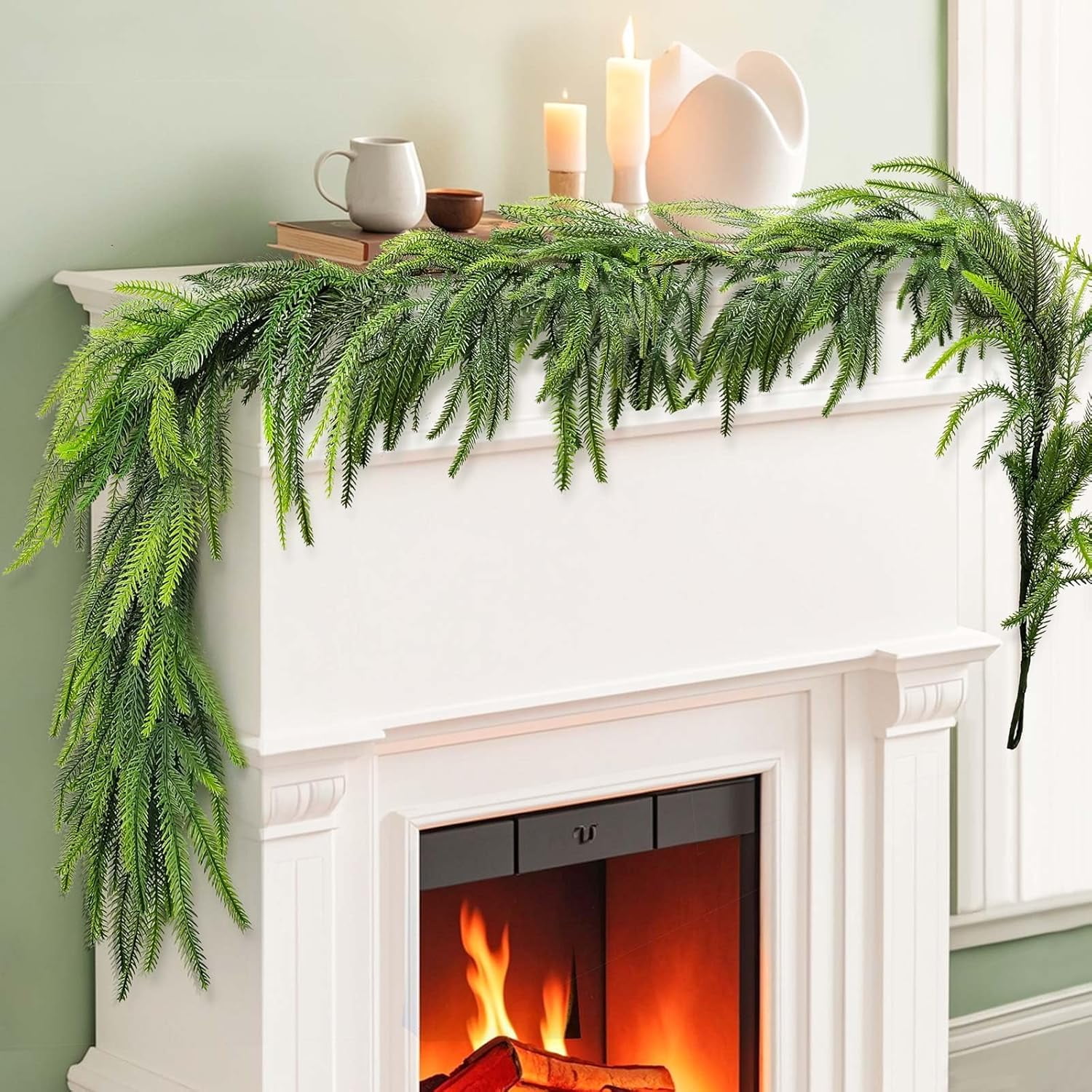 Artificial Cedar Garlands, Real Touch Winter Cedar Cypress Garland ...