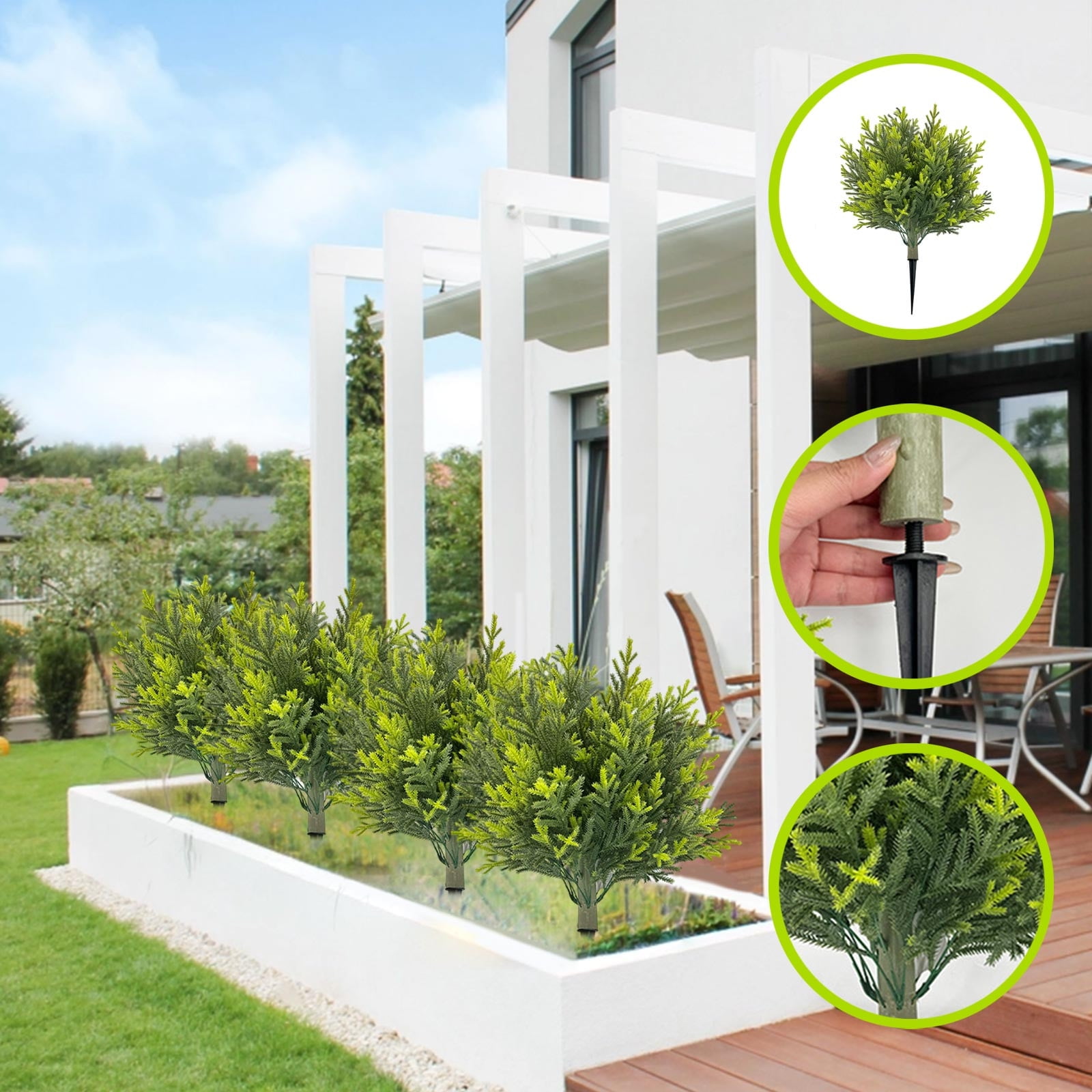 Artificial Cedar Topiary Ball Tree with Ground Spike | Faux Plant Shrub ...