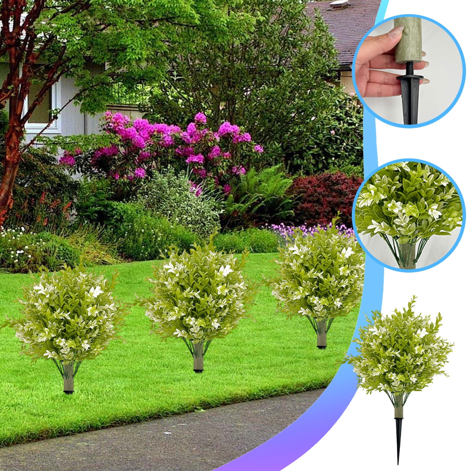 Artificial Cedar Topiary Ball Tree Outdoor Decorative Faux Shrub | 23.6 ...