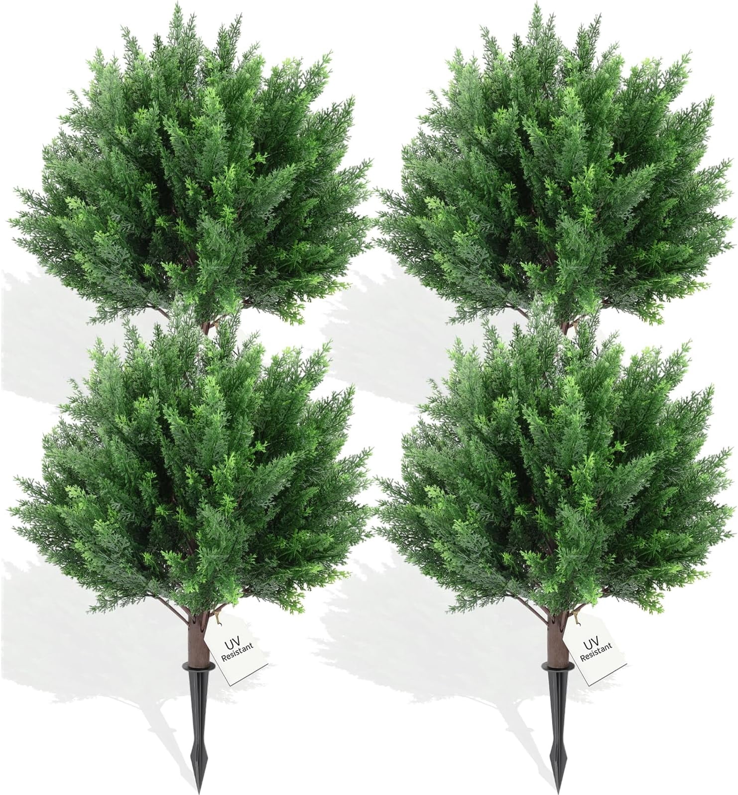 Artificial Cedar Topiary Ball Trees, 4 Pack Artificial Shrubs Bushes ...