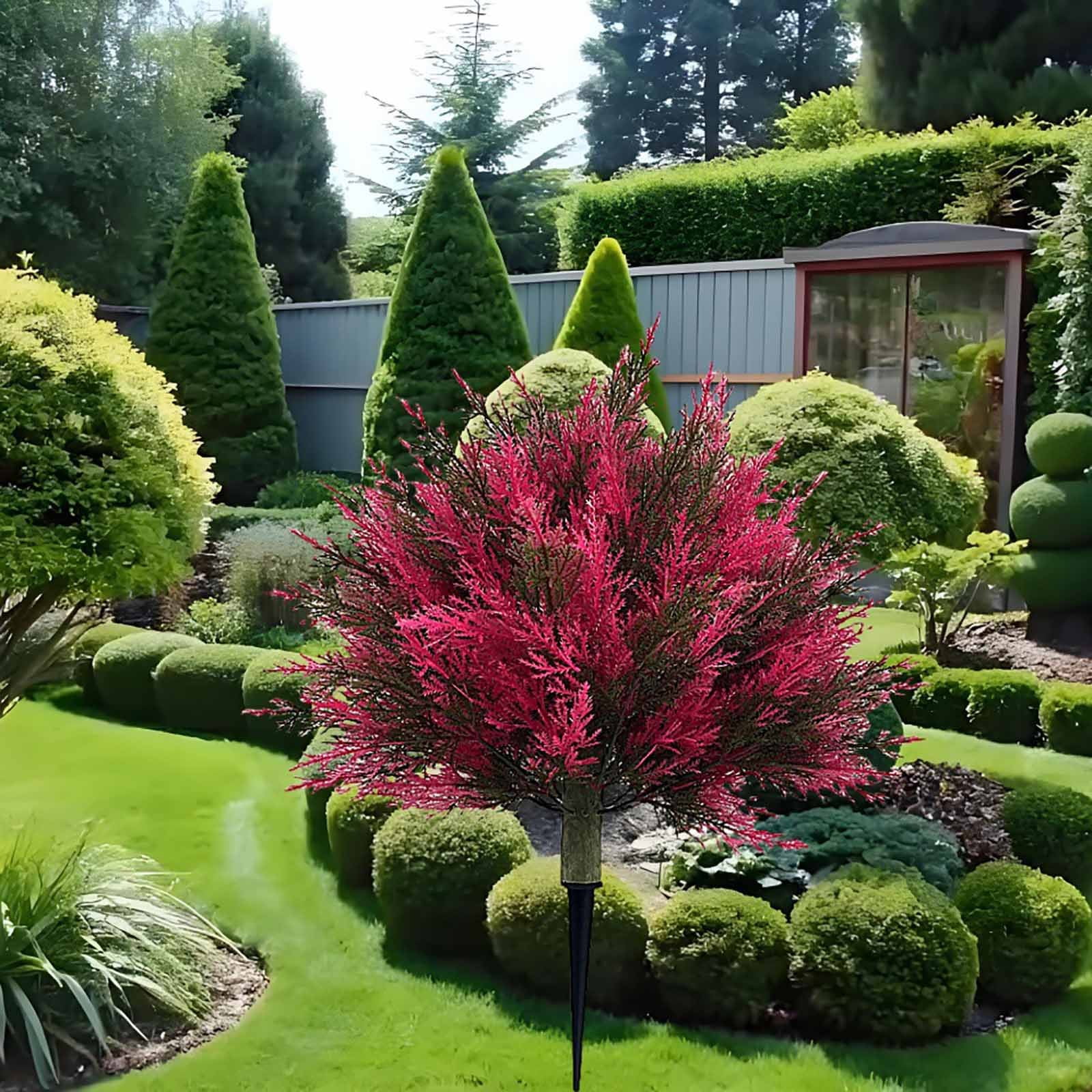 Artificial Cedar Topiary Ball Trees, Fade Resistant Faux Bush Plants ...