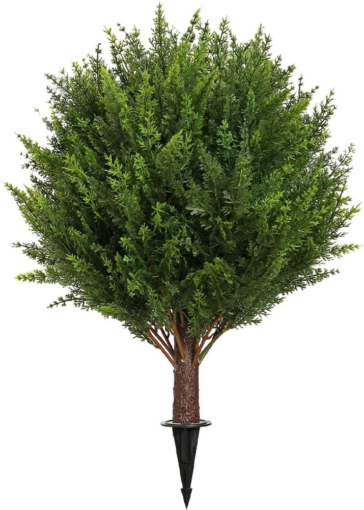 Artificial Cedar Topiary Ball Trees for Outdoors, 19" UV Resistant ...