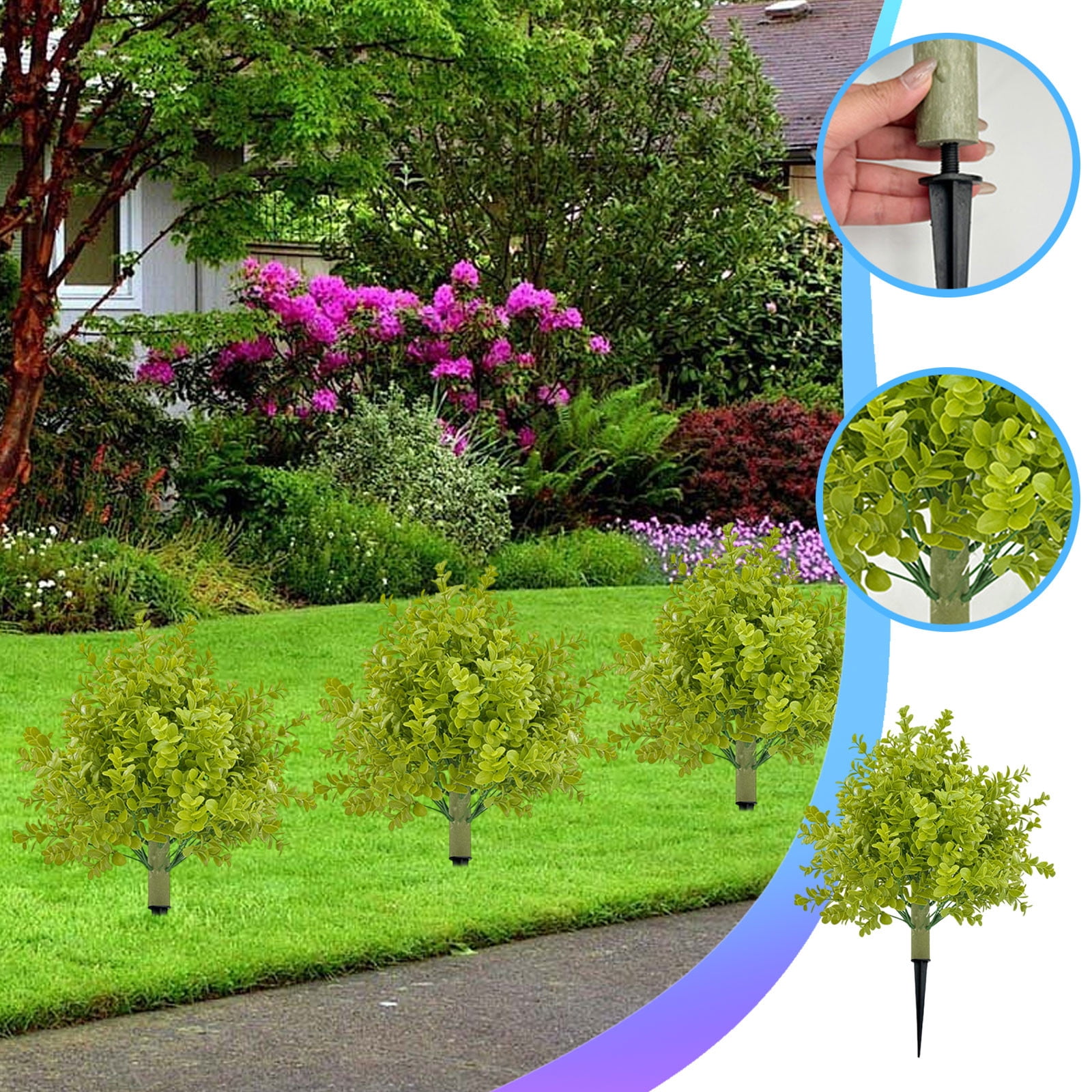 Artificial Cedar Topiary Ball Trees for Outdoors with Ground Spike Faux ...