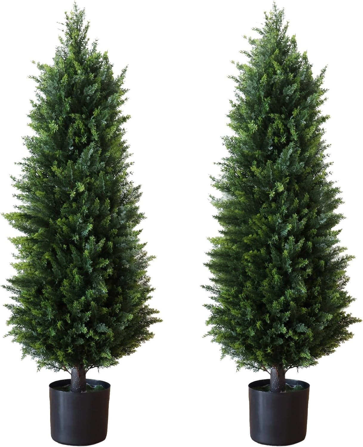 Artificial Cedar Topiary Tree (2, 46 Inch), Evergreen All Year Round ...