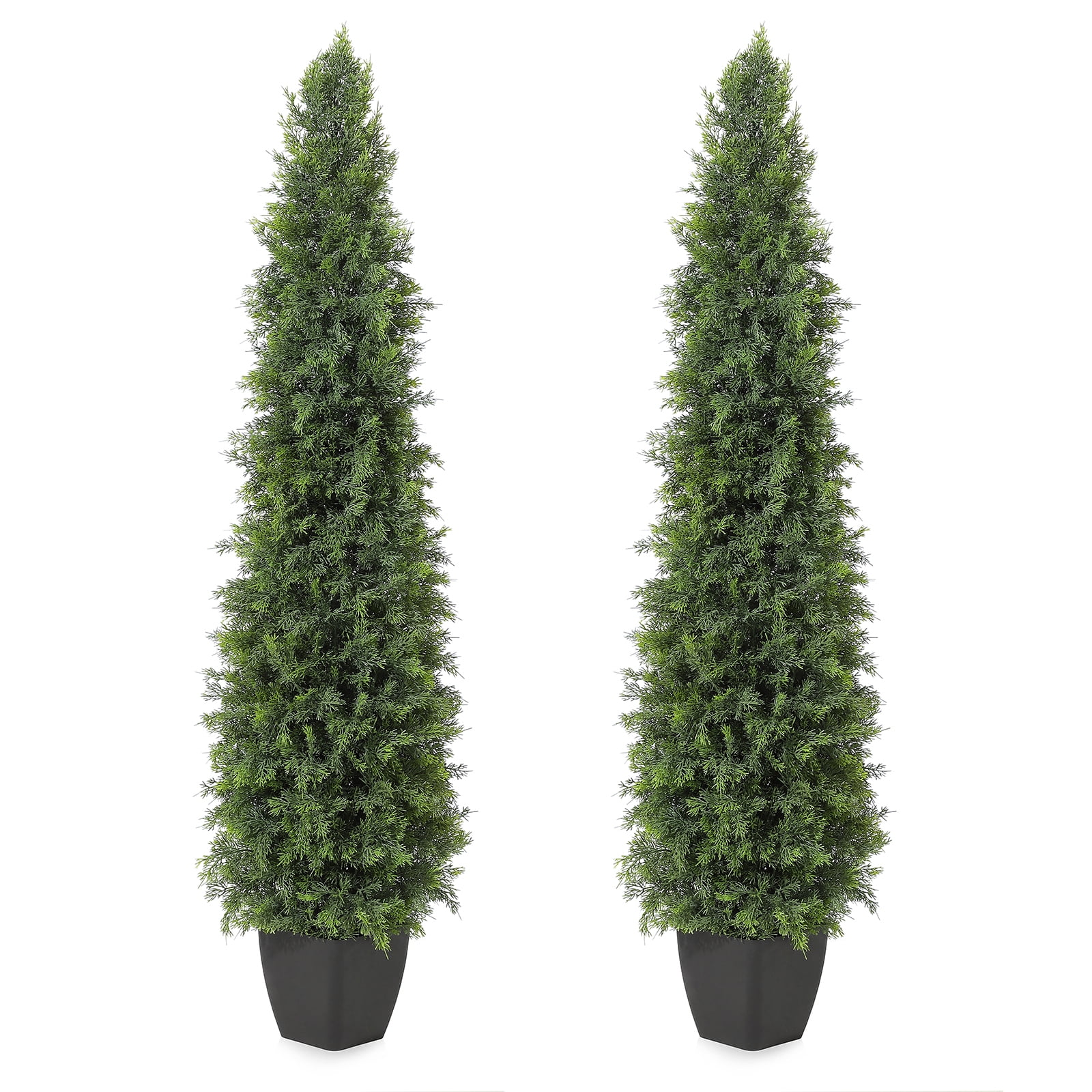 Artificial Cedar Topiary Tree for Outdoor,5FT Tall Faux Cedar Pine ...