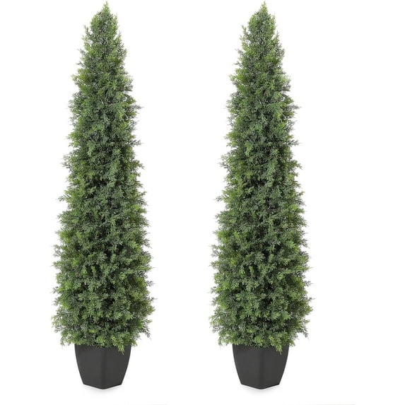 Artificial Cedar Topiary Tree for Outdoor,60 in Tall Faux Cedar Trees ...