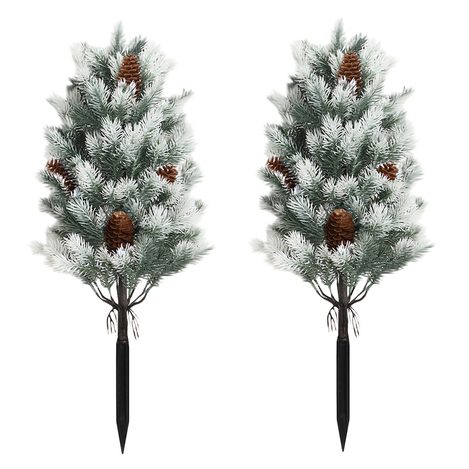 Artificial Cedar Topiary Trees 23.6 Inches with Ground Spikes, 2 Pcs ...