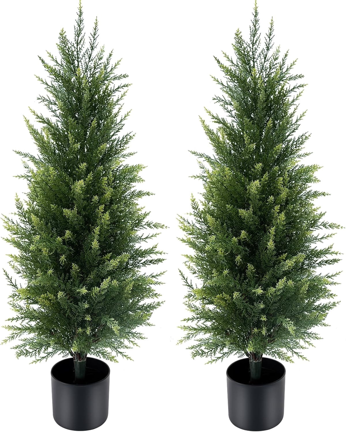 Artificial Cedar Topiary Trees 3FT, Set of 2 – Outdoor Faux Evergreen ...
