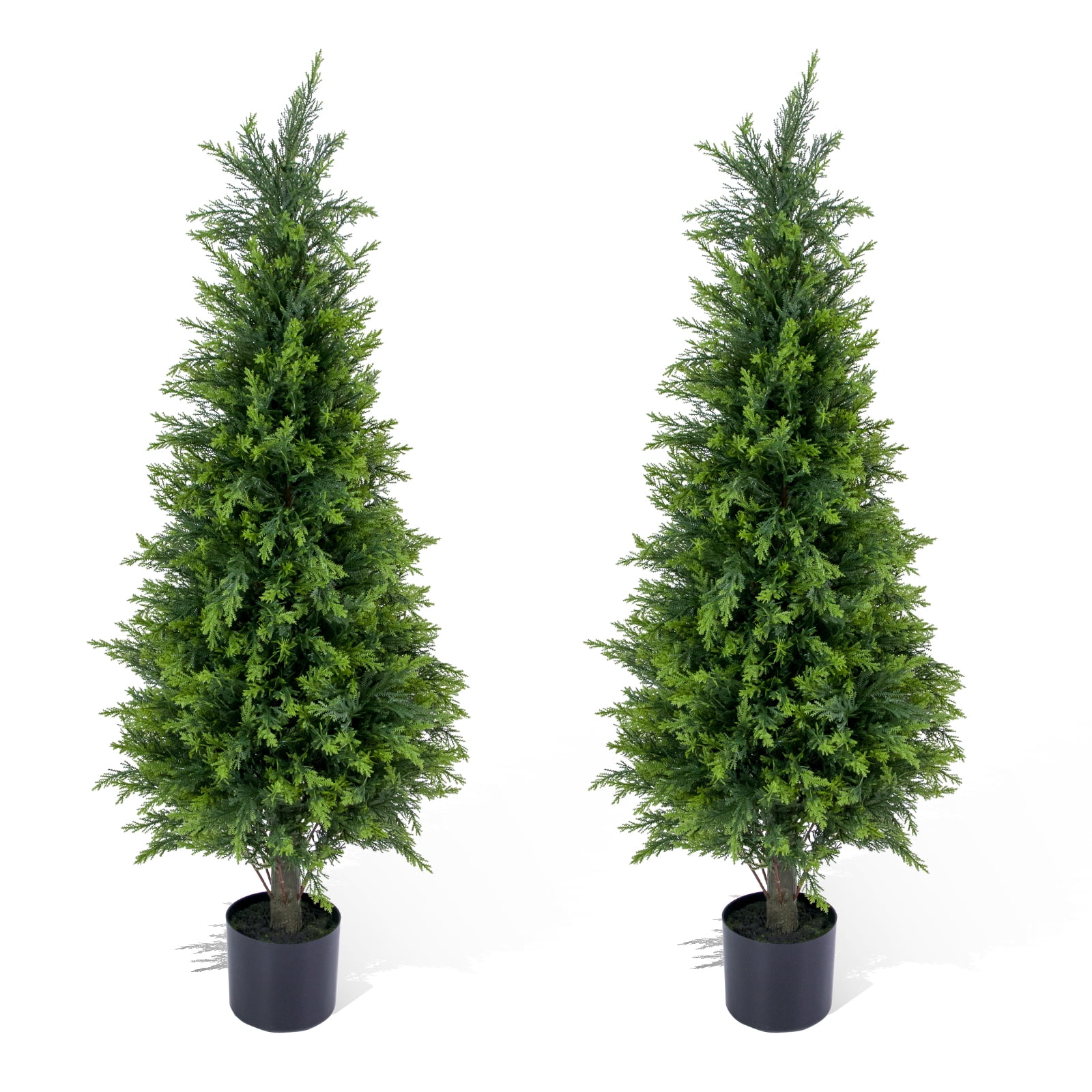 Artificial Cedar Topiary Trees, 4FT Faux Pine Shrubs Plants, Fake Silk ...