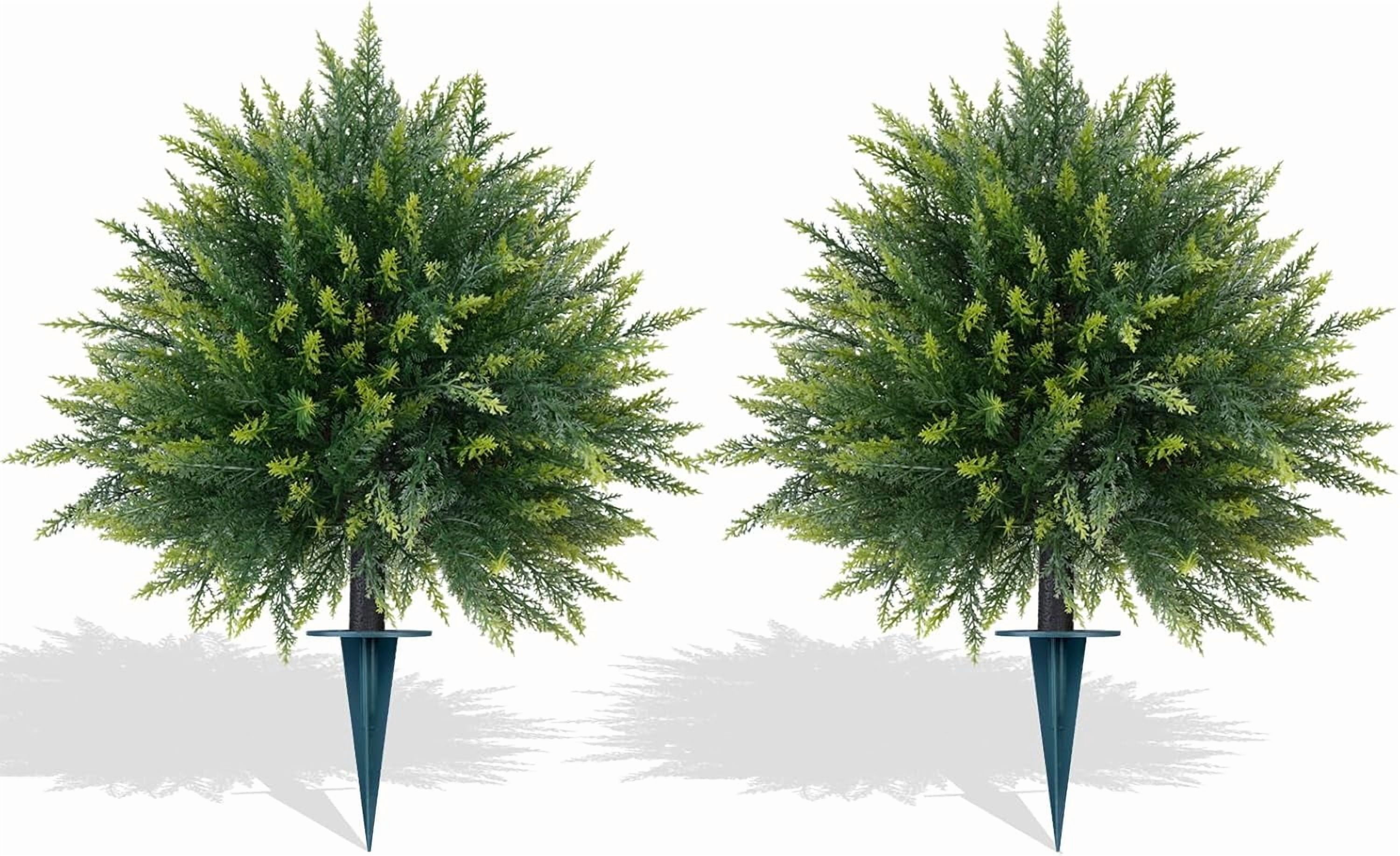 Artificial Cedar Topiary Trees with Ground Spike, 2 Pieces Fake Pine ...