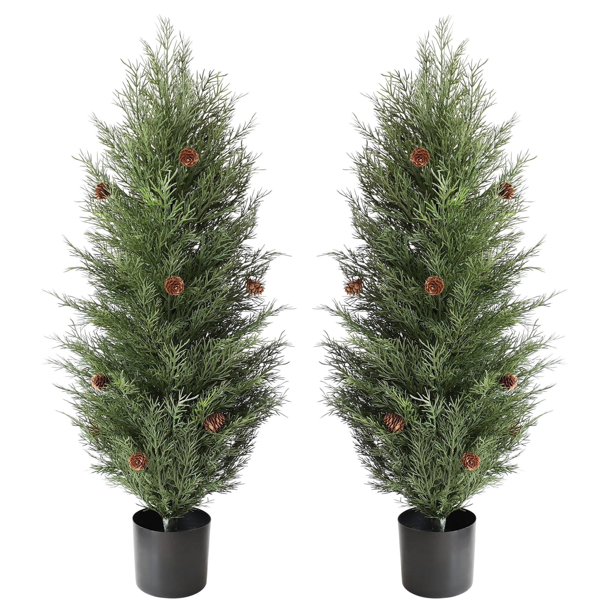 Artificial Cedar Topiary Trees with Pine Cone Faux Cypress Fake Cedar ...
