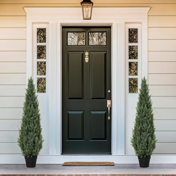 Artificial Cedar Topiary Trees for Home Decor 4 ft Fake Cypress Trees ...