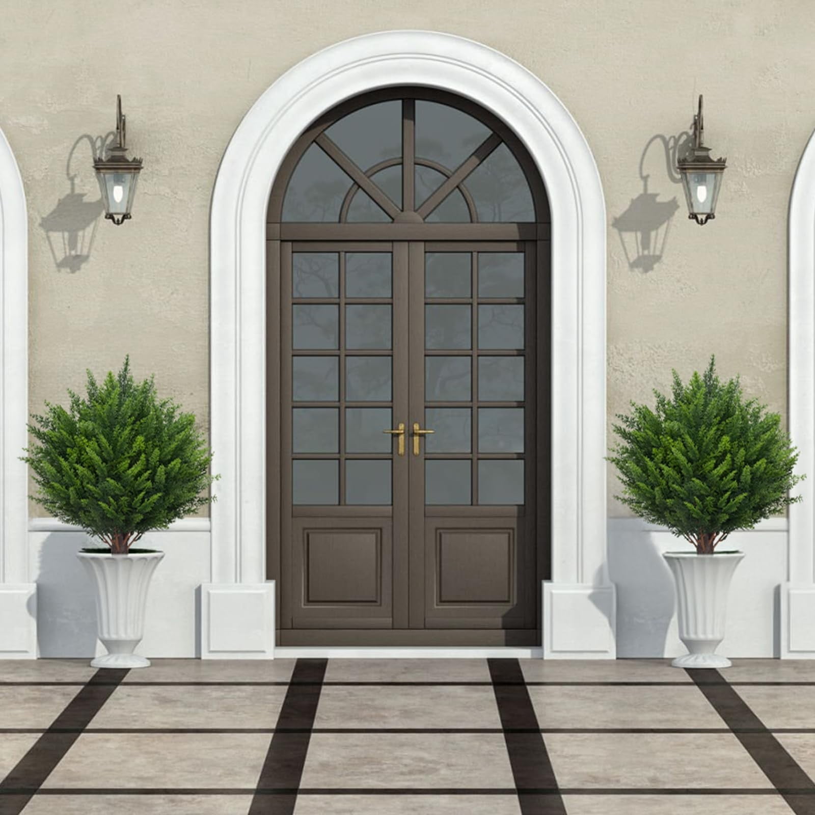 Artificial Cedar Tree 17inch Fake Topiary Ball Tree Set of 2 Faux ...